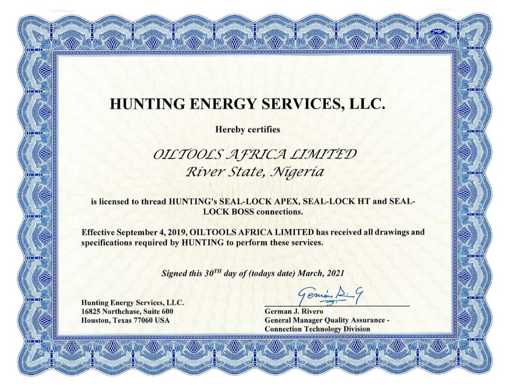 Our Licenses – Titan Tubulars