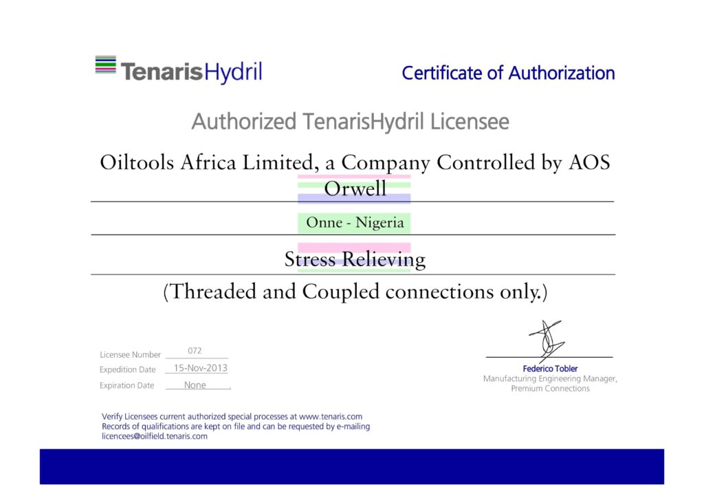 Our Licenses – Titan Tubulars
